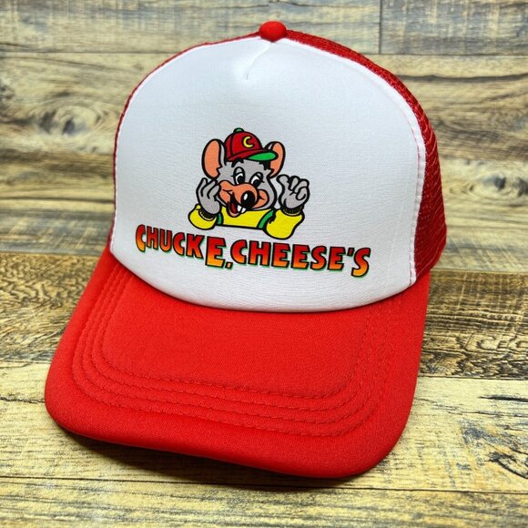 Accessories | Chuck E Cheese Mens Trucker Hat Red Snapback Pizza Arcade ...